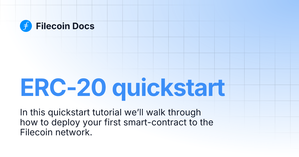 ERC-20 quickstart | Filecoin Docs